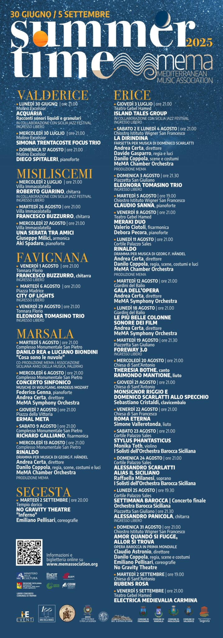 “MeMA Summertime 2025”: tanti concerti in sei comuni trapanesi